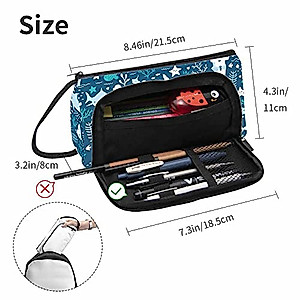 Nicokee Blue Sharks Pencil Case Sea Animals Underwater Ocean Marine Pencil Pouch Cosmetic Bag for School Office Travel