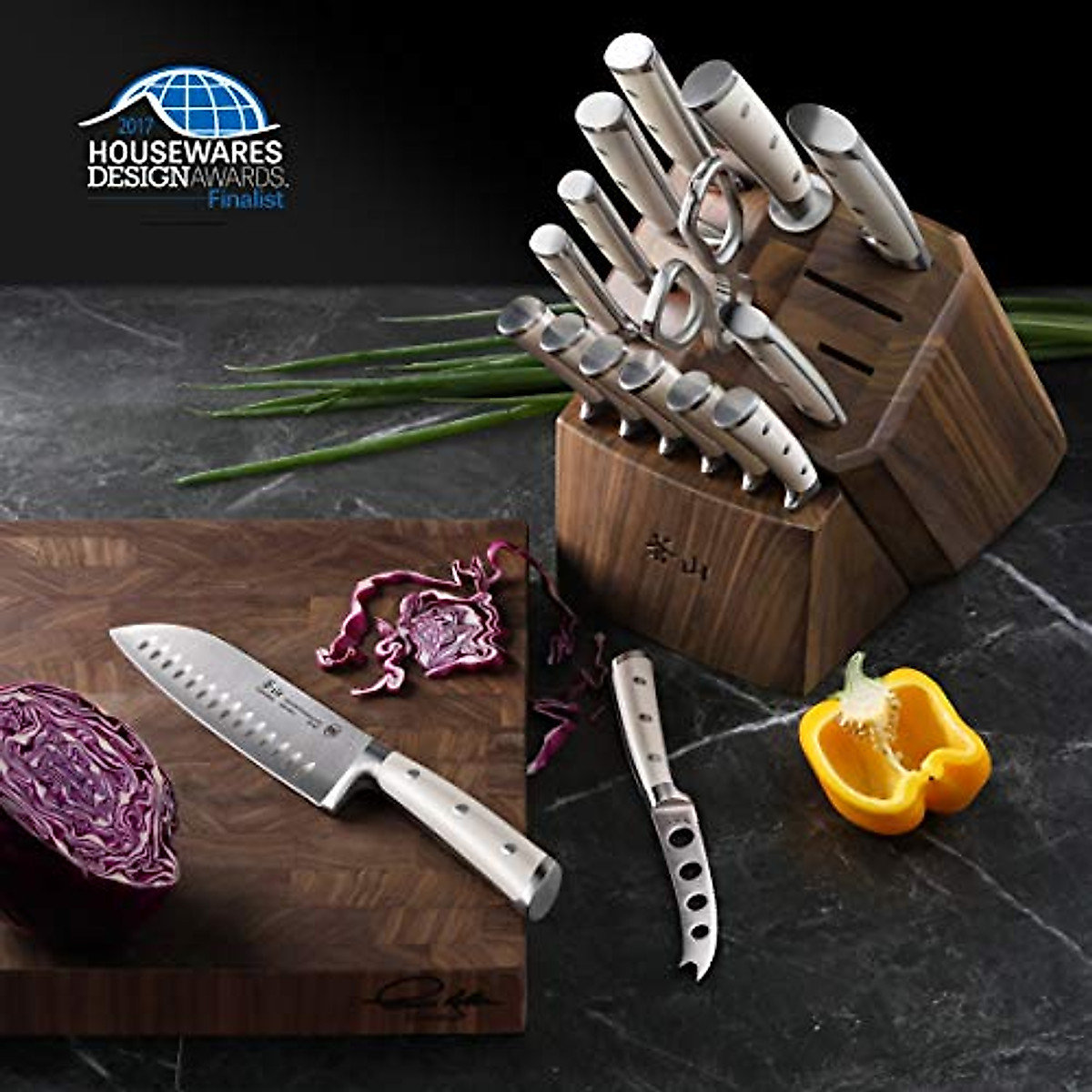 Cangshan S1 Series 1022599 German Steel Forged 17-Piece Knife Block Set, Walnut
