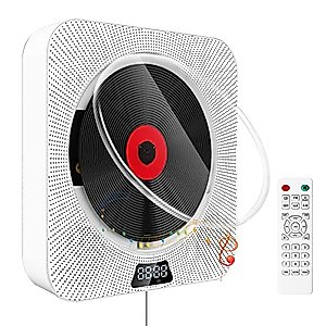 Wall Mountable CD Player Bluetooth: CD Player for Home with LCD Display Remote Control - Built-in HiFi Speakers FM Radio, Support CD/MP3/USB/TF/AUX Input Output/time and Alarm Clock