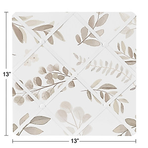 Sweet Jojo Designs Floral Leaf Fabric Memory Memo Photo Bulletin Board - Ivory Cream Beige Taupe and White Gender Neutral Boho Watercolor Botanical Flower Woodland Tropical Garden