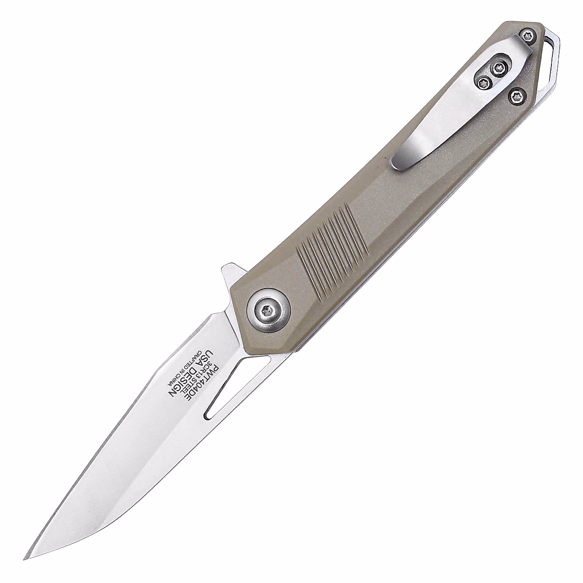 Buckshot Knives 7" Overall Spring Assisted Survival Folding Pocket Knife With Stainless Steel And Nylon Fiber Handle (PWT404DE)