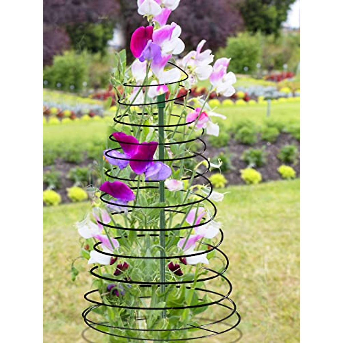 Pea Trellis Green Bean Trellis for Garden - 2 Pack Sugar Snap Tower Stretchable to 53.6 in, Metal Climbing Plant Growing Cage Support for Cucumber Vine Indoor Outdoor (Stick Not Include)
