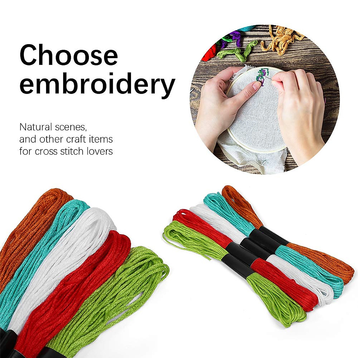 QANYEGN 100 Colors Embroidery Thread, Polyester Coon Thread, Embroidery Floss Set for Cross Stitch and Sewing Projects