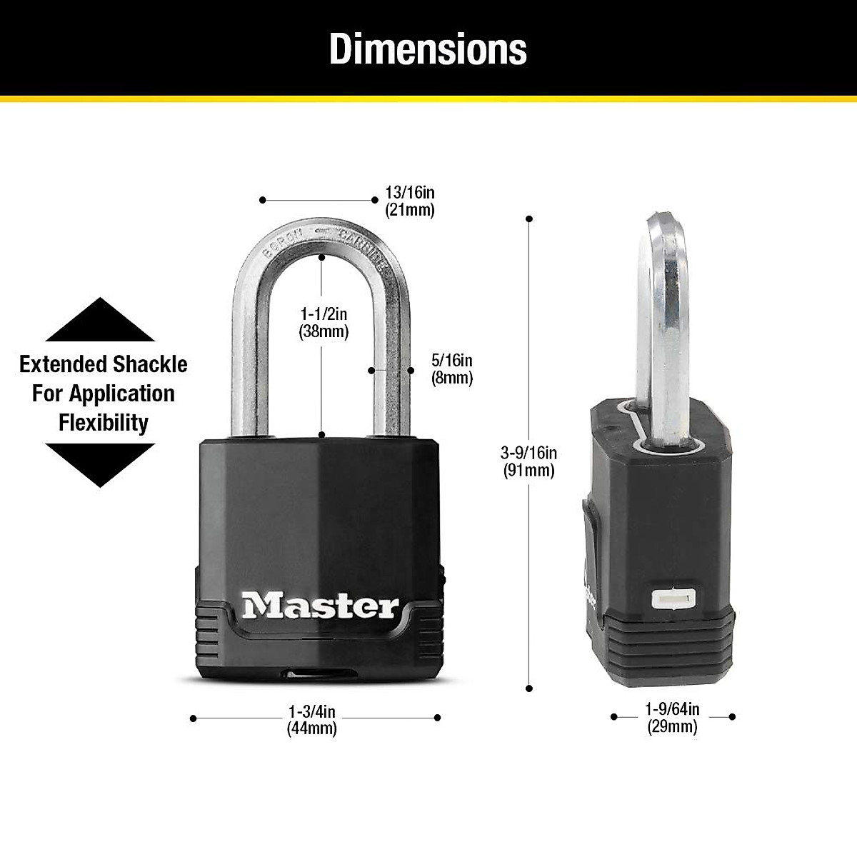 Master Lock 1-7/8 in. H x 1-3/16 in. W x 1-3/4 in. L Vinyl Covered Dual Ball Bearing Locking Padlock