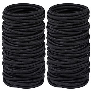 Hageolan Elastic Hair Ties for Thick Heavy and Curly Hair 120 Pcs, Hair Bands for Women's Hair Black Ponytail Holders Bulk (4mm）