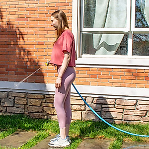 Fevone Garden Hose 100 ft x 5/8", Drinking Water Safe, Heavy Duty Water Hose, Flexible and Lightweight, Hybrid Hose Kink Free, Easy to Coil, Solid Aluminum Fittings - No Leak