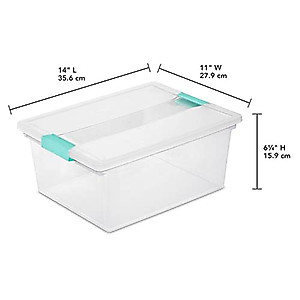 Sterilite 64 Qt Latching Box Large Stackable Clear Plastic Storage Totes, 6 Pack & Deep Clip Container Bins for Organization and Storage, 4 Pack