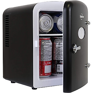 RCA Yellow Mini Fridge (0.3 Cubic Feet) and Koolatron Black Retro Mini Portable Fridge (4L)