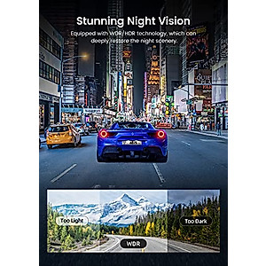 Veement 4K Dash Cam Front and Rear, Front 4K/2.5K Rear 1080P Dual Dash Camera for Cars, Dashcams with Built-in WiFi GPS, 3 inch IPS Display, WDR, Night Vision, 170°FOV, G-Sensor, Support 256GB Card