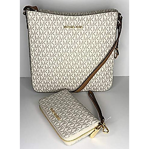 Michael Kors LG Messenger Crossbody bundled with Phone Wristlet (Vanilla/Acorn)