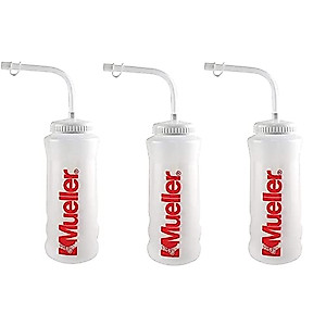 MUELLER Quart Bottle w/Straw, Natural Color w/Red Letters (3 Pack)