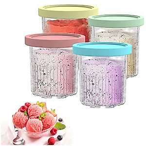 EVANEM Creami Containers, for Ninja Creami Deluxe Pints,24 OZ Pint Ice Cream Containers with Lids Airtight,Reusable for NC500 NC501 Series Ice Cream Maker