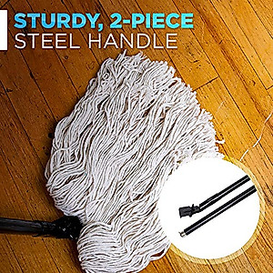 Fuller Brush Wet Mop – Absorbent & Professional Quality Cotton Yarn Floor Cleaner w/Steel Handle