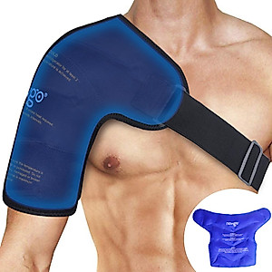 NEWGO Shoulder Ice Pack Rotator Cuff Cold Therapy, FSA HSA Eligible Ice Pack Shoulder Wrap Cold Compression Sleeve for Pain Relief, Surgery Recovery, Bursitis - Medium