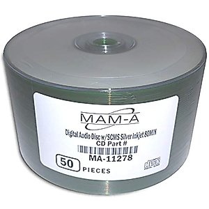 MAM-A (Mitsui) Digital-Audio Silver Inkjet Printable 80-Minute CD-R's 50-Pak in Shrinkwrap