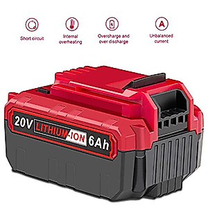 [2Pack] High-Output 6.0Ah 20V Battery Replacement for Porter Cable 20-Volt Max Lithium Power Tools PCC685L PCC680L PCC682L Batteries