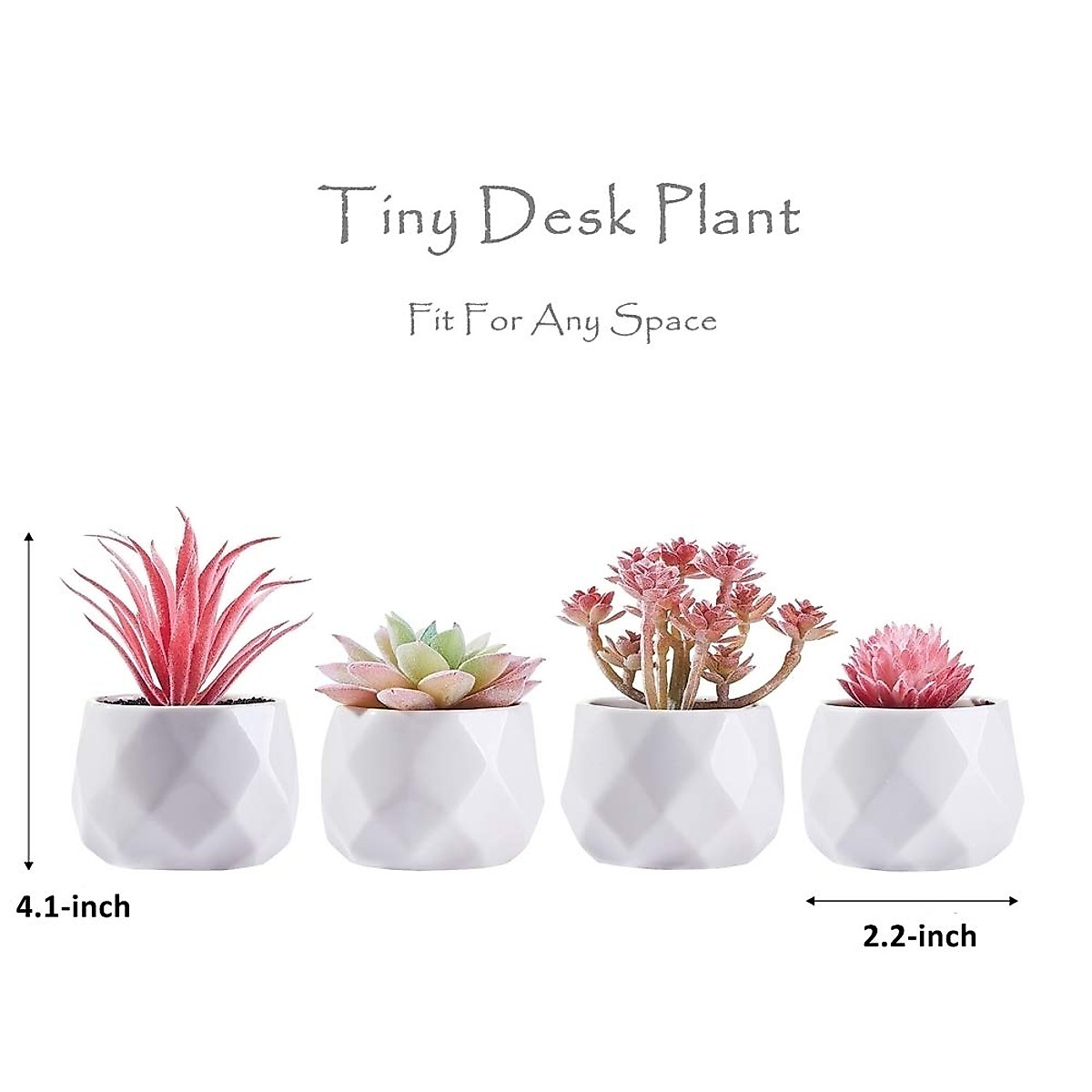 CADNLY Fake Succulent Plant Set - Artificial Desk Plants for Women Desk - Realistic Faux Succulents in Ceramic Pots - Mini Pink Decor for Bedroom Bathroom Office Shelf Decor