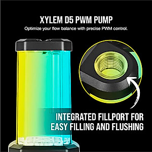 Corsair Hydro X Series XD5 RGB Pump/Reservoir Combo - D5 PWM Pump - 330ml Reservoir - Ten Individually Addressable RGB LEDs - Temperature Sensor - Black