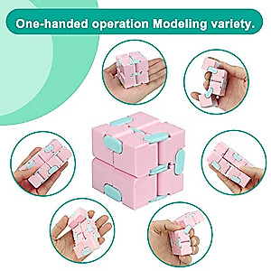 Infinity Cube Fidget Toy Stress Relieving Fidgeting Game for Kids and Adults,Cute Mini Unique Gadget for Anxiety Relief and Kill Time (Macaron Pink)