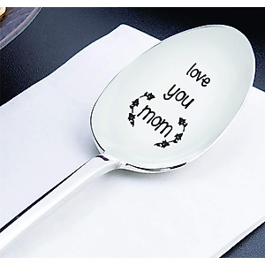 Love You Mom - gifts for mom - birthday gifts for women - Coffee Spoon mom Gift - Engraved Spoon - stainless steel - Birthday gifts - Mothers day gifts - Spoon Gift By Boston Creative company#SP_041