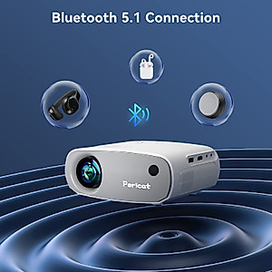 Projector with WiFi and Bluetooth, 5G WiFi Mini Projector, Native1080P Portable Outdoor Projector with Remote Control, 9000Lux Movie Projector Compatible with Smartphone/TV Stick/PS4/Laptop/Switch