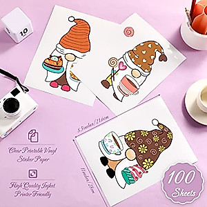 Riakrum 100 Sheets Clear Printable Sticker Paper for Inkjet Printer 8.5 x 11'' Transparent Waterproof Sticker Paper Letter Size Adhesive Clear Labels for Inkjet Printer Dries Quickly Holds Ink Greatly