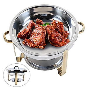Chafing Dish Buffet Set, Stainless Steel Chaffing Server Set, 4L Large Capacity Chaffing Warming Tray, Round Buffet Warmer Set for Brunches, Catering, Parties, Wedding