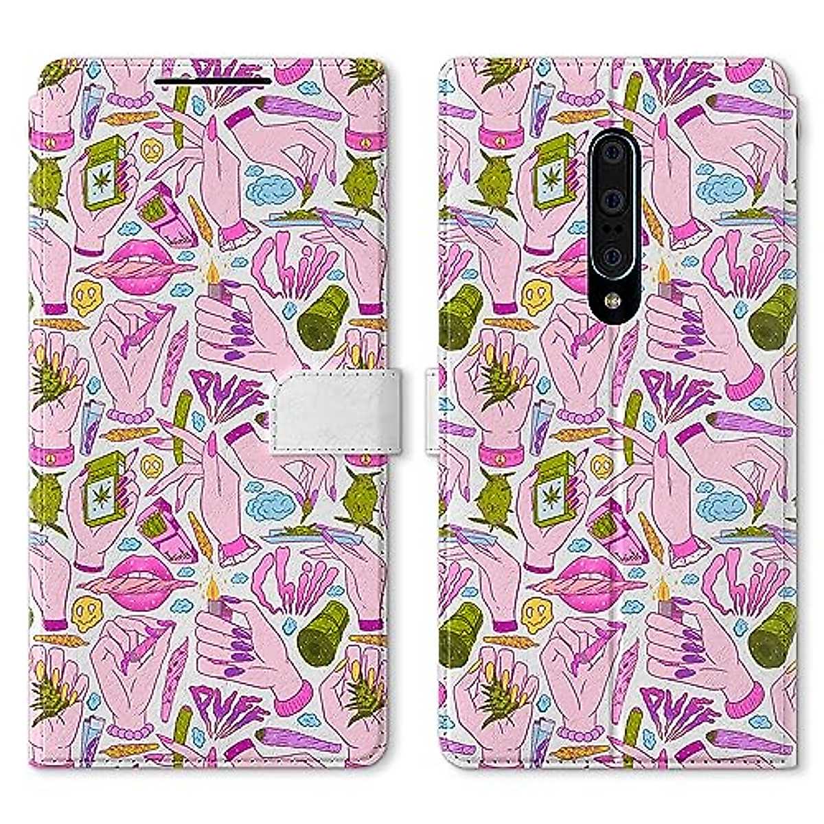 Wallet Phone Case Compatible with OnePlus Nord OnePlus 11 8T+ 10T 5G 8 Pro 1+7T Pro 7 Smoking Cigarettes Cover Magnetic Shockproof Lightweight Weed Trippy Stoner Flip Card Holder Chill Folio 420 Slim