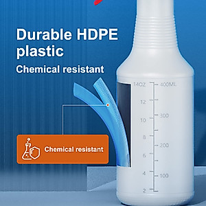 Veco Spray Bottle (5 Pack,16 Oz) with Measurements and Adjustable Nozzle(Mist & Stream Mode), HDPE Plastic Spray Bottles for Cleaning Solution, Household/Commercial/Industrial Use, No Leak and Clog