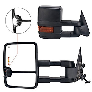 Perfit Zone Towing Mirror Replacement Fit For 1999-2002 Silverado Sierra 1500 2500 3500,Power Heated With Turn Signal, LED Arrow, Clearance Light(PAIR SET)