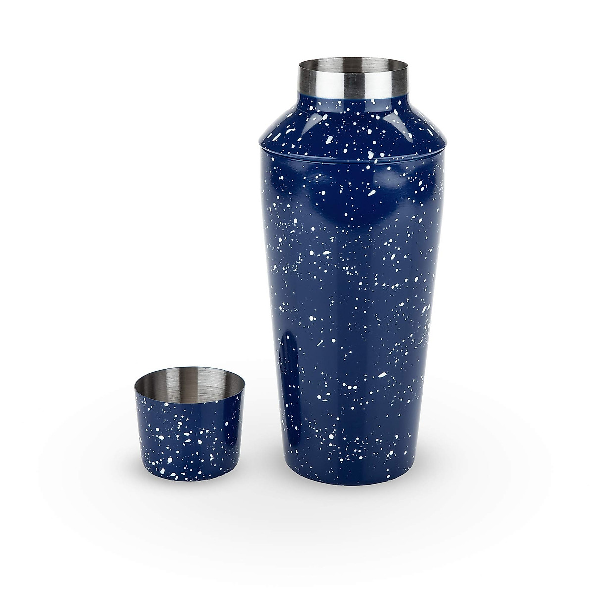 Foster & Rye Camping-Style Speckled Enamel Cobbler Cocktail Shaker & Double Jigger Set - Martini Margarita Drink Shakers, Bartender Accessories, Cocktail Set Bartender Kit, Stainless Steel, 26 oz