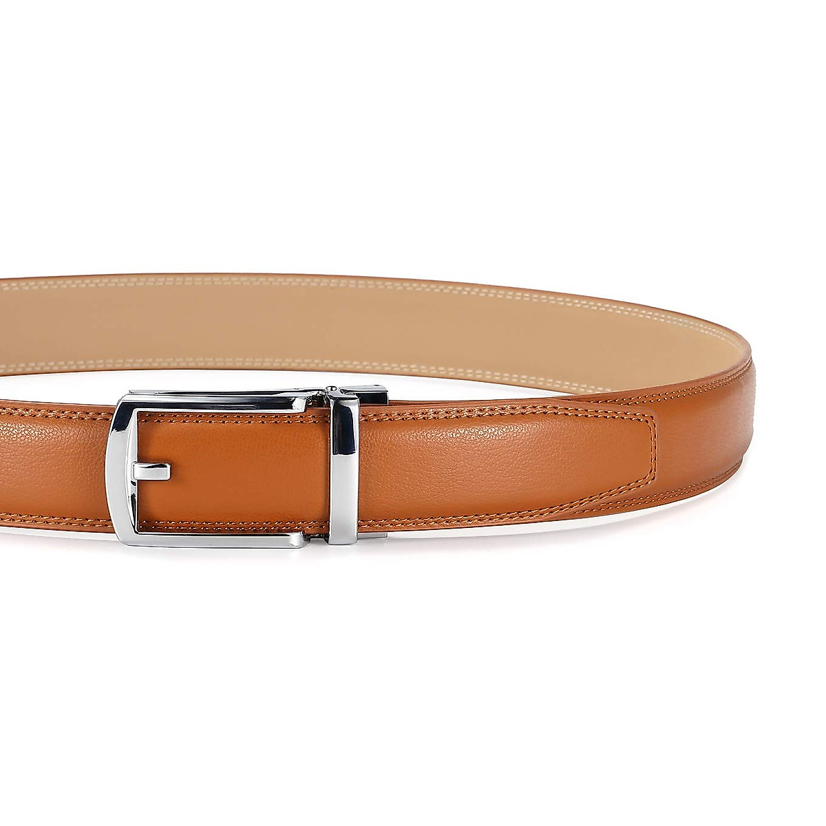 Lingli Men's Belt Ratchet Dress Belt with Automatic Buckle Brown/Black-Trim to Fit-35mm wide-200-110-TAN