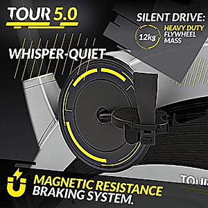 Bluefin Fitness TOUR 5.0 Exercise Bike | Home Gym Equipment | Exercise Machine | Kinomap | Live Video Streaming | Video Coaching & Training | Bluetooth | Smartphone App | Black Grey Silver