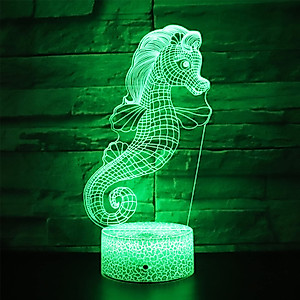 Hguangs Gift Ideas Bedside Lamp 16 Colors Desk Table Night Light for Sea Horse Kids Boy Girl Party Supplies Birthday Valentine's Day Kids Lover (Seahorse Shape)