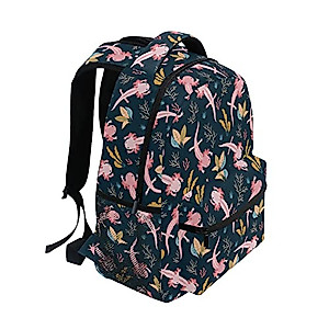 DerlonKaje Axolotl & Sea Weed Aquarium Backpacks School Book Bag Travel Hiking Camping Daypack