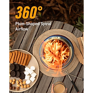 YEFU Tabletop Fire Pit 9.7 x 7.1 in, Flame Intensity Control Camping Stove for Outdoor & Patio, Fueled by Pellets or Wood, Safe Burning Table Top Firepit, with Travel Bag & 2 Mini Sticks, Blue