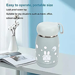 GLOGLOW Insulated Water Bottle, Stainless Steel 12 Ounce Insulation Cup for Kids, Rabbit Pattern, Double Wall for Travel (Blue)