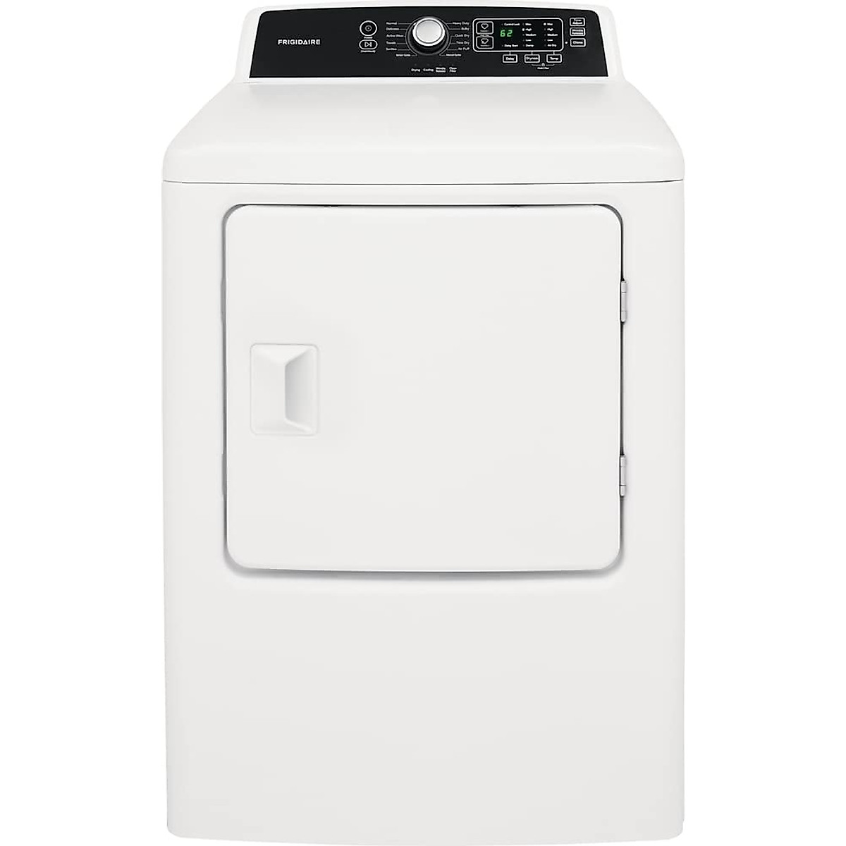 Frigidaire FFRE4120SW 6.7 cu. ft. Large Capacity Free Standing Electric Dryer, 10 dry cycles, Quick Dry, Active Wear, Sanitize, Eco Dry, Anti-Wrinkle, Reversible Door option, in White