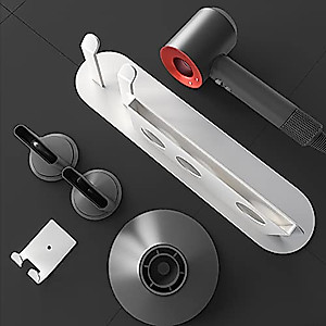FLE Hair Dryer Holder Wall Mounted with Shelf - Hair Dryer Holder Rack Organizer Compatible for Dyson Supersonic Hair Dryer,White