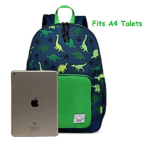 VASCHY Kids Backpack for Boys, Cute Lightweight Water Resistant Preschool Backpack for Boys and Girls Kindergarten Bookbag Dinosaur