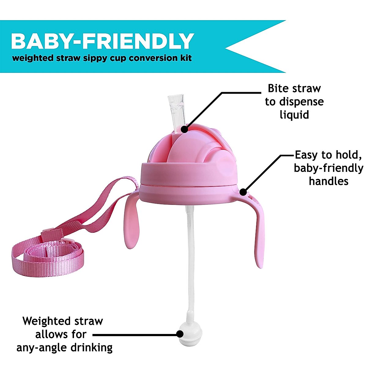 Botabee 3-in-1 Weighted Straw Sippy Cup Conversion Kit for Comotomo Bottles | Versatile, Leak-Proof - Easy-to-Use Sippy Cup Solution for Babies and Toddlers | Compatible with Comotomo 5oz & 8oz Bottle