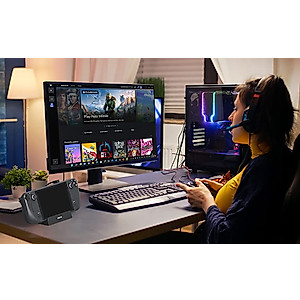 Dual Monitor Docking Station for Steam Deck & ROG Ally, Steam Deck Dock and ROG Ally Dock with 4K 60Hz HDMI & DisplayPort, Gigabit Ethernet, 3*USB3.1 10Gbps Data Port, PD 3.0 Charging Port