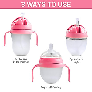 ANPEI 3-in-1 Weighted Straw Sippy Cup Conversion Kit for Comotomo Bottles | Versatile, Leak-Proof - Easy-to-Use Solution for Babies and Toddlers | Compatible with 5oz & 8oz Bottle (Pink)