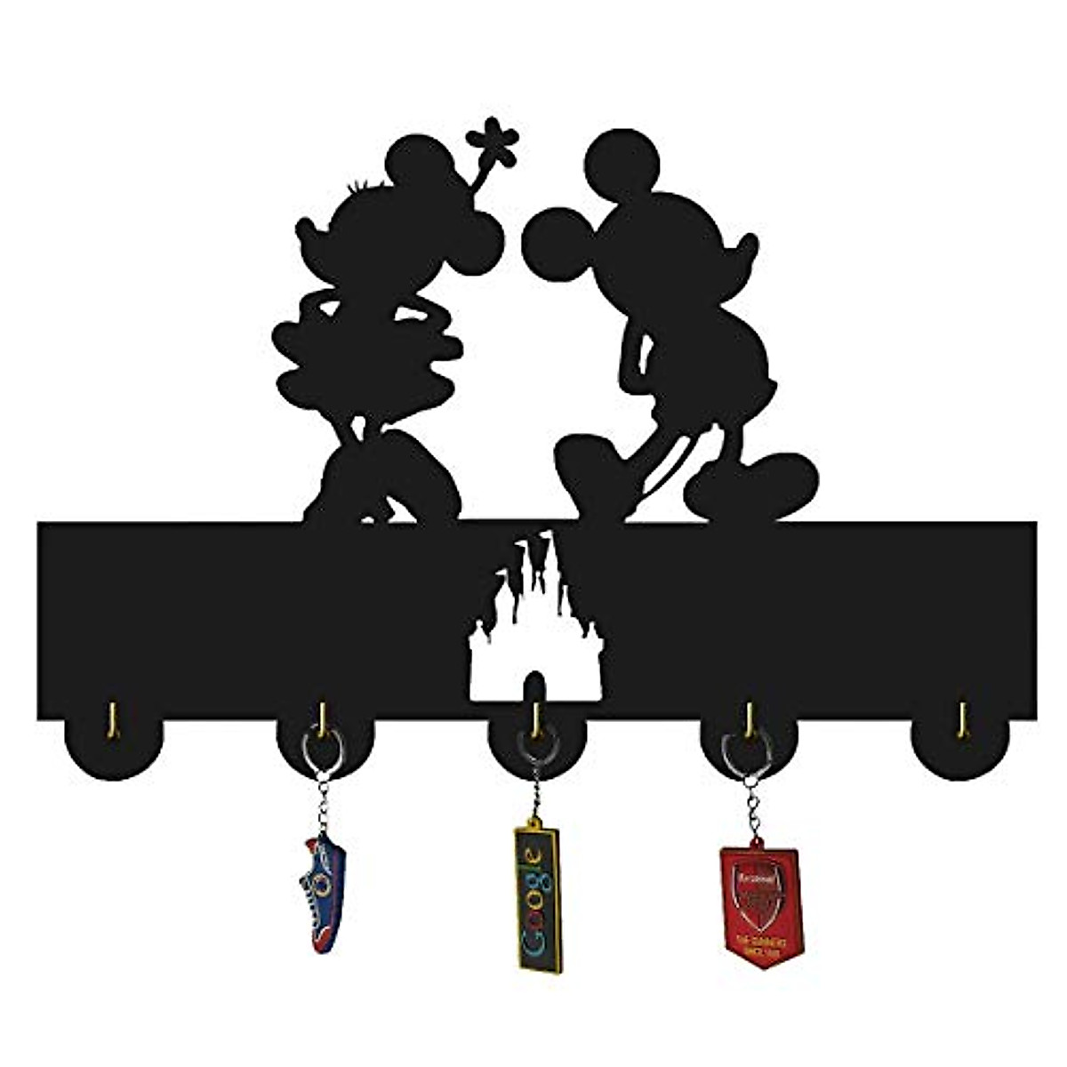 Key Hooks Black for Wall 5-Hooks Wooden Key Holder for Wall Home Decoration for Living Room Hook Entryway and Living Room Key Hanger for Kitchen Wall Key Holder