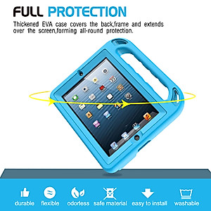 AVAWO Kids Case for iPad 2 3 4 Generation (Old Model)- Built-in Screen Protector, Shockproof Handle Stand Kids Friendly Compatible with iPad 2nd 3rd 4th Generation (Blue)