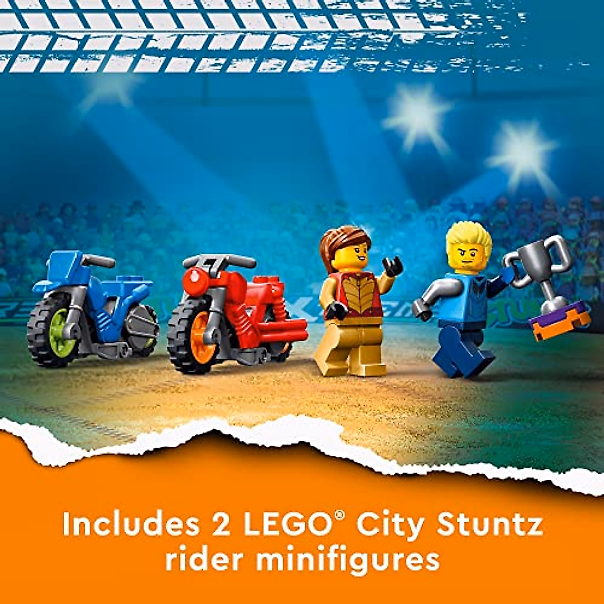 LEGO City Stuntz Spinning Stunt Challenge 60360, 1 or 2 Player Tournaments with Flywheel-Powered Motorcycle Toys for Kids, Boys & Girls 6 Plus Years Old, Fun Gift Idea