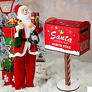 Tenceur Christmas Mailbox Letter to Santa Kit Christmas Decorations with Santa Mailbox 12 Envelopes 12 Christmas Cards 12 Stickers 12 Stamps for Wish List Indoor Outdoor Home Xmas Holiday Room Party