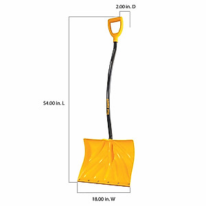 True Temper 1603400 Pusher Poly Snow Shovel, 18-Inch, Yellow