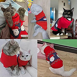 Anelekor Cat Sweater Rabbit Turtleneck Knitwear Puppy Sweatshirt Bunny Warm Clothes Soft Vest Shirt Small Animals Outerwear Christmas Holiday Pet Apparel (Small)