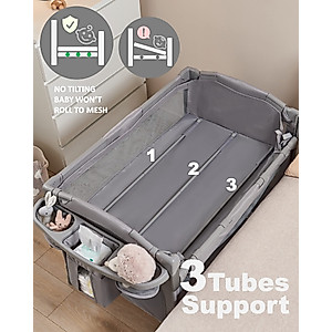 BEKA 4 in 1 Baby Bassinet Bedside Sleeper, Baby Bedside Crib 4 Functions, Bedside Bassinet Crib Sleeper, Playard, Changing Table, Baby Bassinet for Newborn Baby